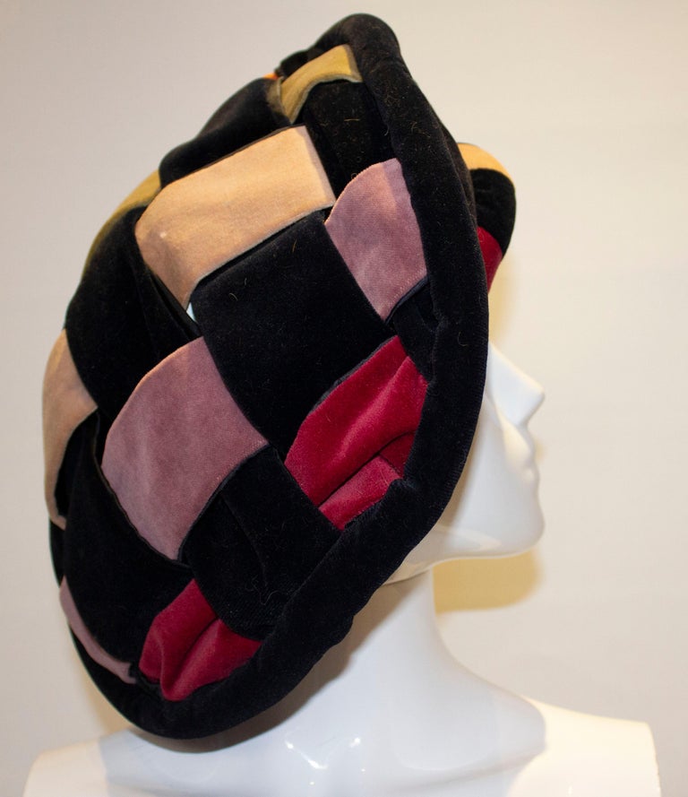Vintage MultiColour Velvet Hat at 1stDibs