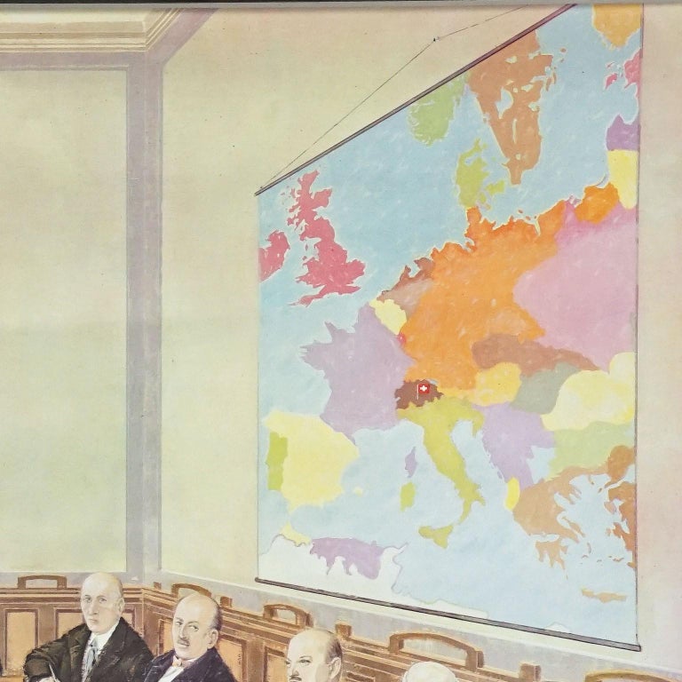 Vintage Mural Wall Chart Treaty of Locarno Weimar Republic End of World ...