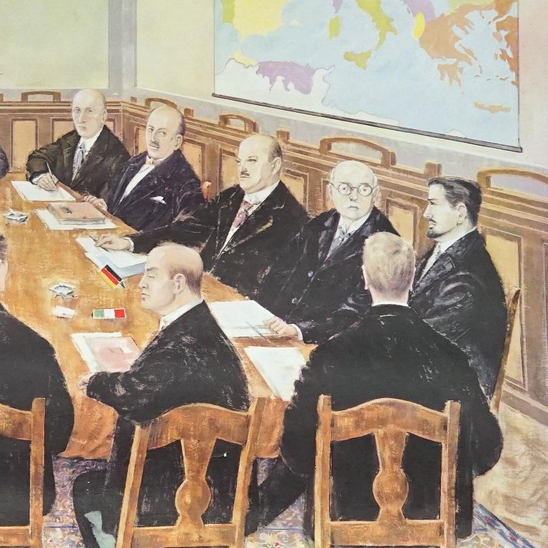 Vintage Mural Wall Chart Treaty of Locarno Weimar Republic End of World ...