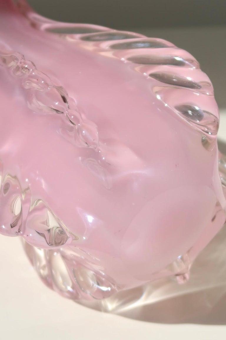 Vintage Murano 1960s Italian Bubble Gum Pink Alabastro Opal Ribbed Vase ...