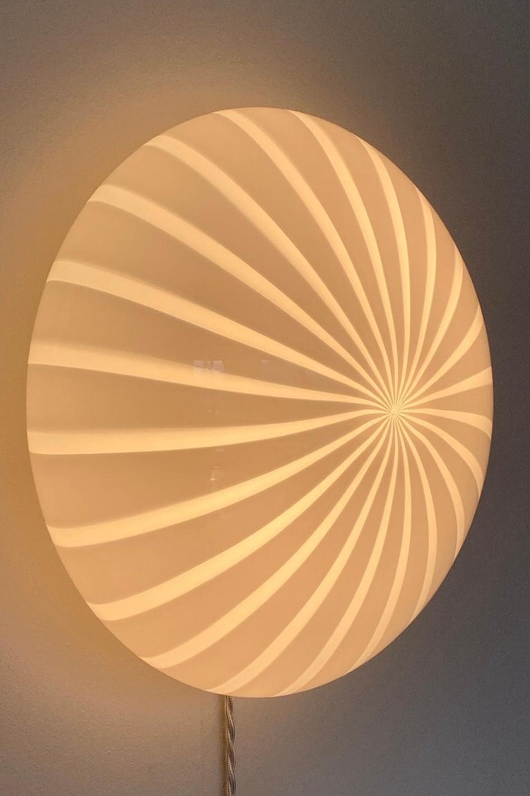 Vintage Murano 1970s Flat Glass Wall or Ceiling Lamp White For Sale at ...
