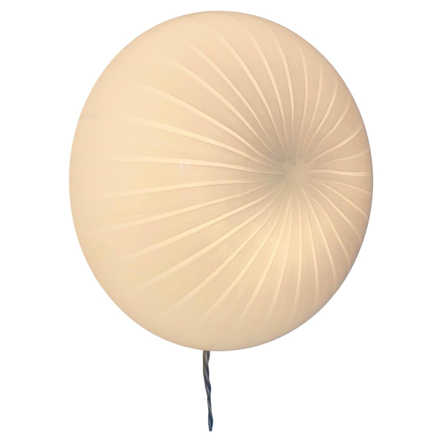 Vintage Murano 70s Flush Mount Plafond Wall Ceiling Lamp in White Swirl ...