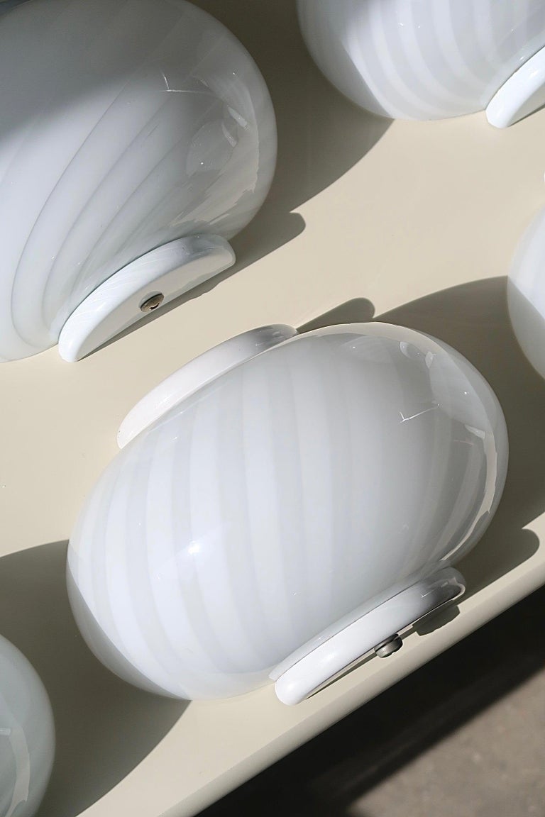 Vintage Murano 1970s Wall Scone Lamp Swirl White Glass at 1stDibs