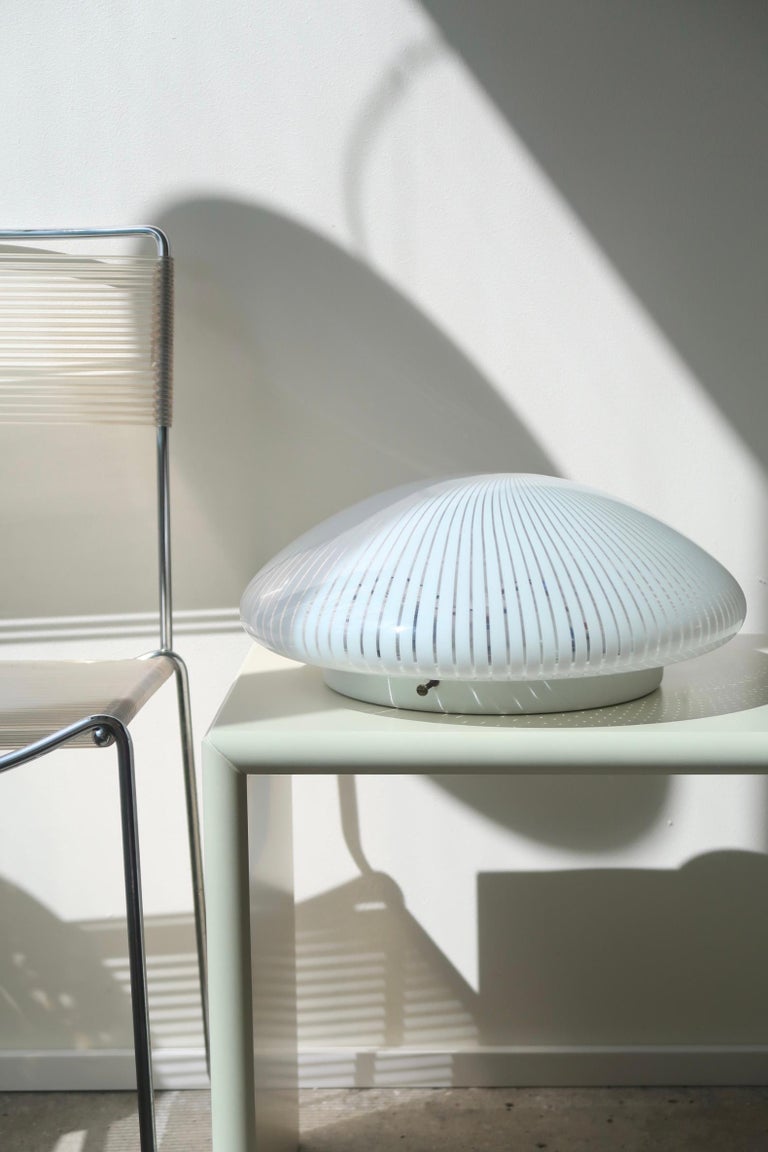 Vintage Murano 1970s White Glass Flat Plafond Flush Mount Ceiling Wall ...