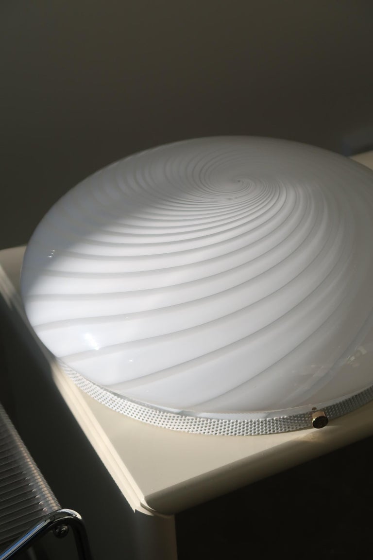 Vintage Murano 70s White Swirl Flat Plafond Flush Mount Ceiling Wall ...