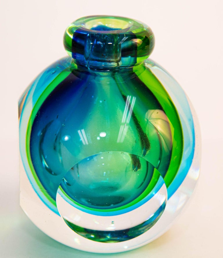 Vintage Murano Art Glass Blue and Green Jewel Tone Sommerso Style ...