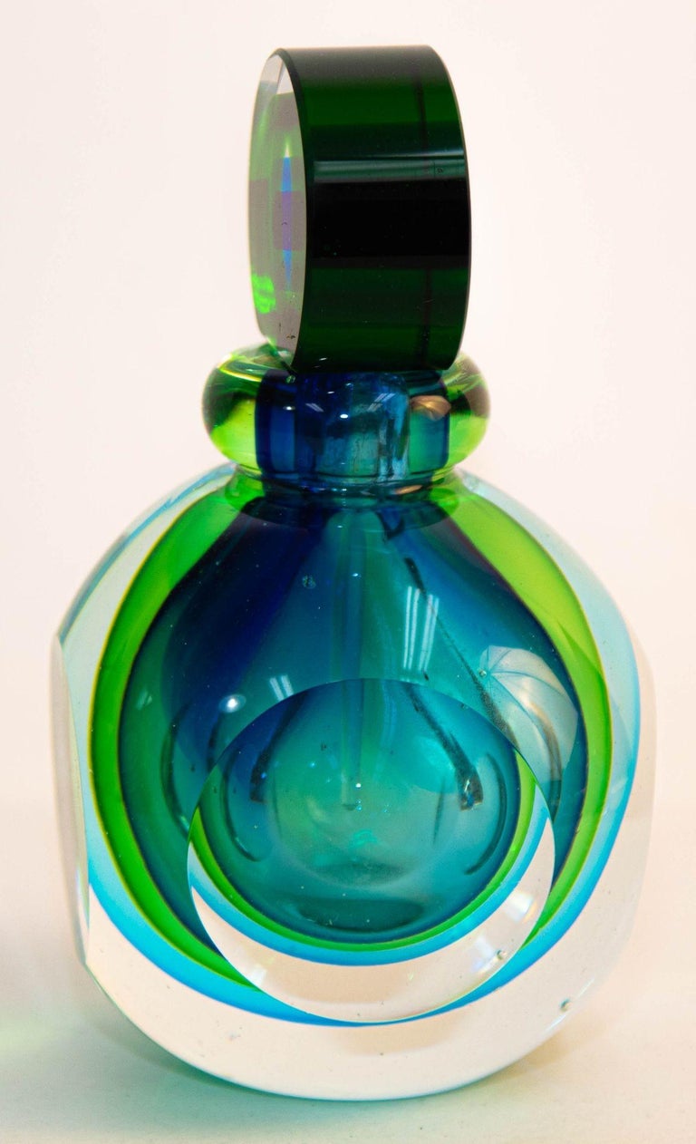 Vintage Murano Art Glass Blue and Green Jewel Tone Sommerso Style ...