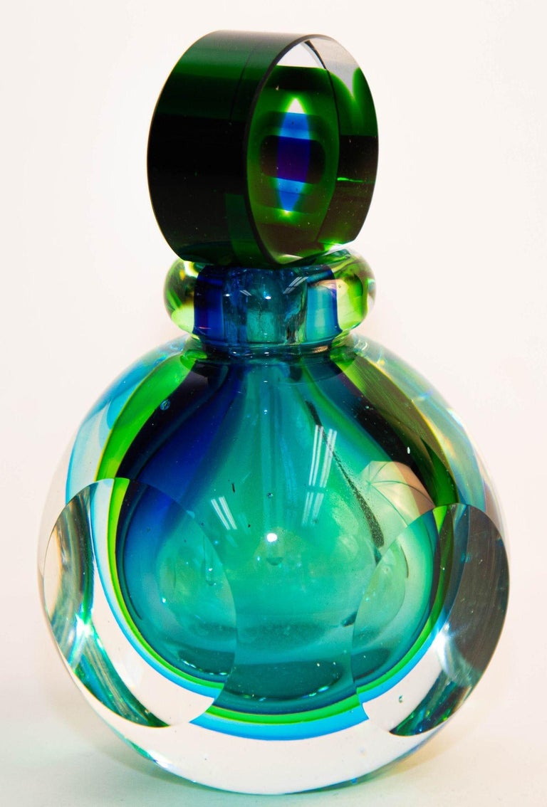 Vintage Murano Art Glass Blue and Green Jewel Tone Sommerso Style ...