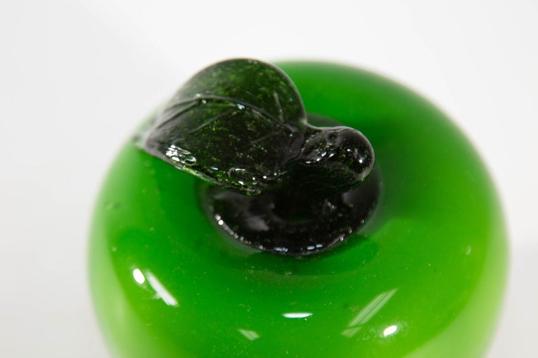 Vintage Murano Blown Glass Bright Green Apple Paperweight 1980s For ...
