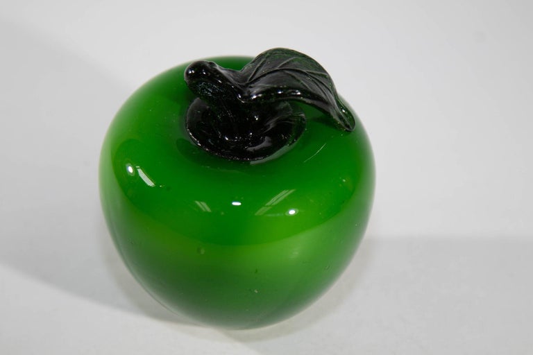 Vintage Murano Blown Glass Bright Green Apple Paperweight 1980s For ...