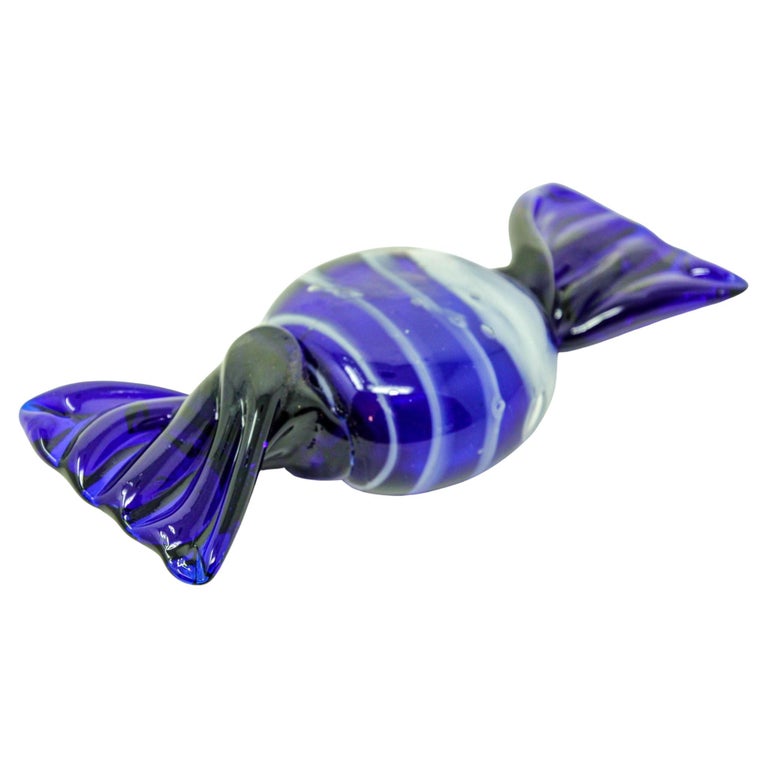 Vintage Murano Decorative Blown Glass Wrapped Blue Hard Candy Paper For ...