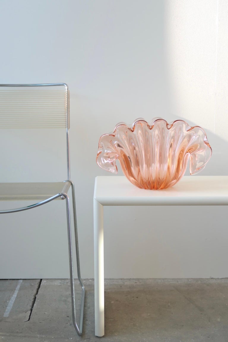 Vintage Murano extra large shell clam bowl salmon glass L: 37 cm For ...