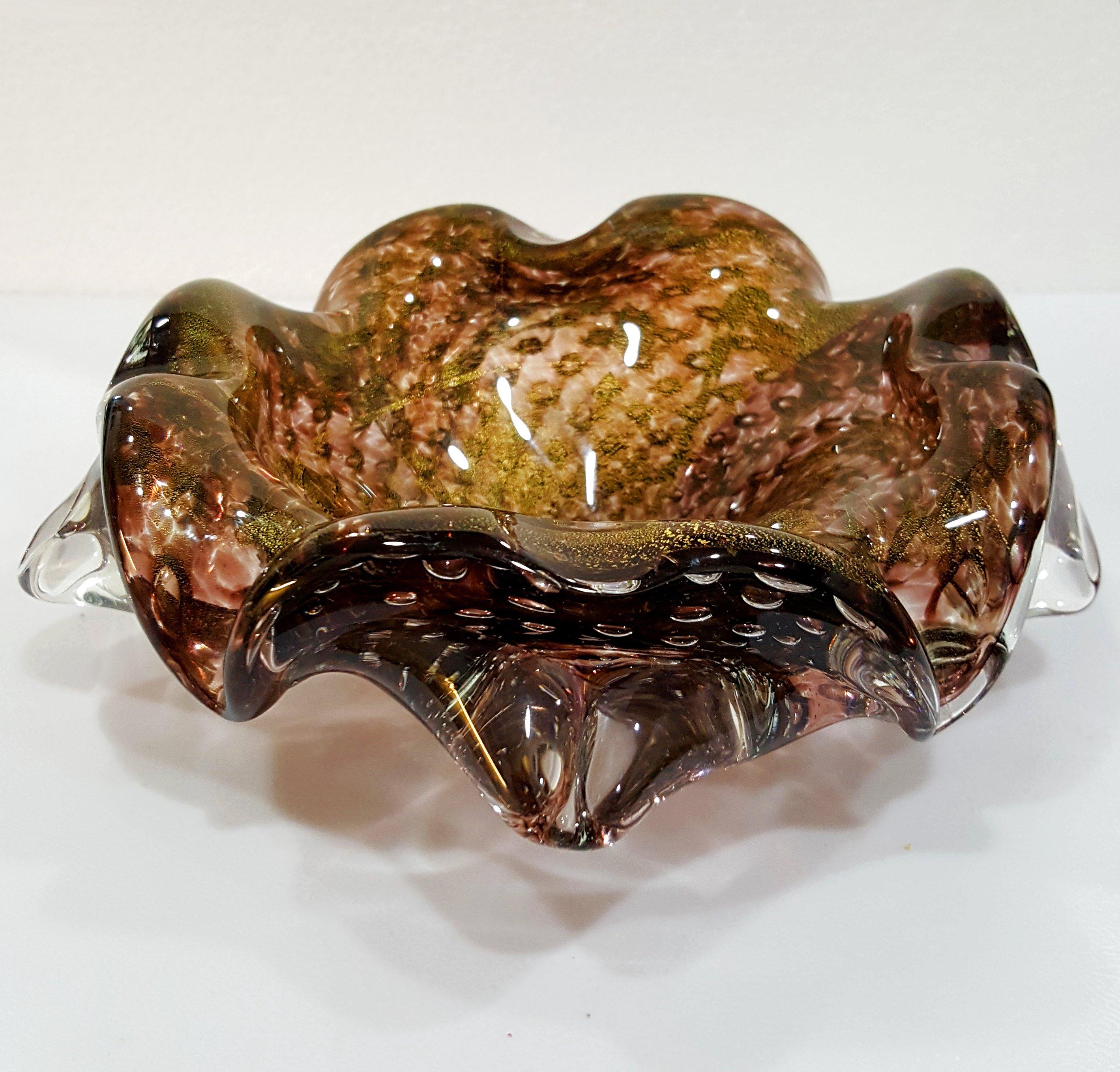 Vintage Murano Glass Ashtray W/Snuffer by Galliano Ferro - Has Original ...