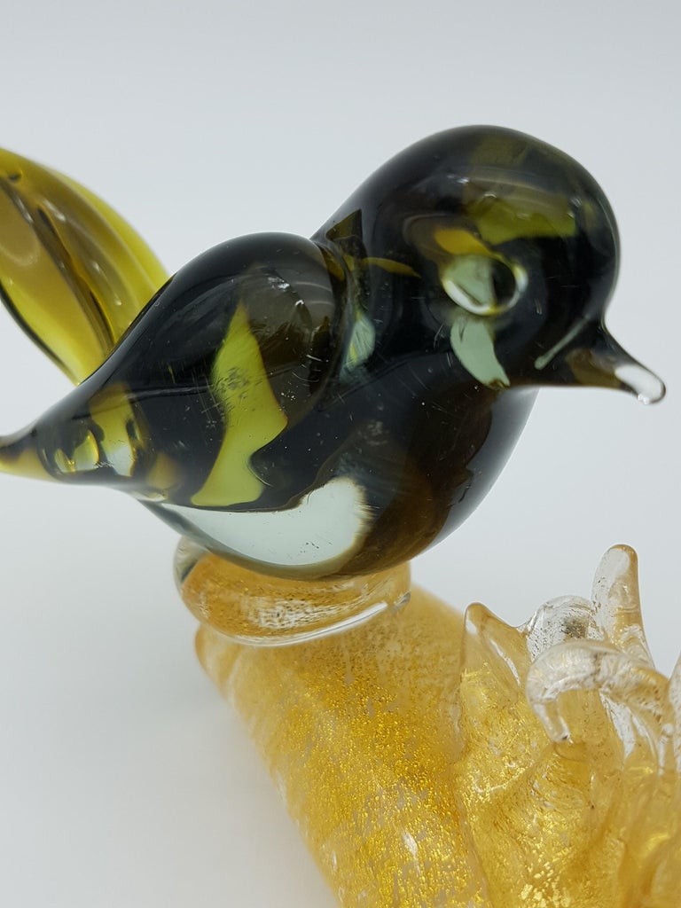 Vintage Murano Glass Birds on Branch in Red and Green Color by Cenedese ...