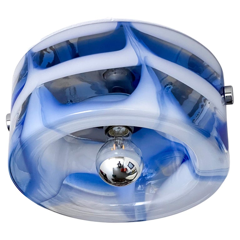 Vintage Murano Glass Blue Wall Lamp/Sconce with Chromed Metal Screws ...