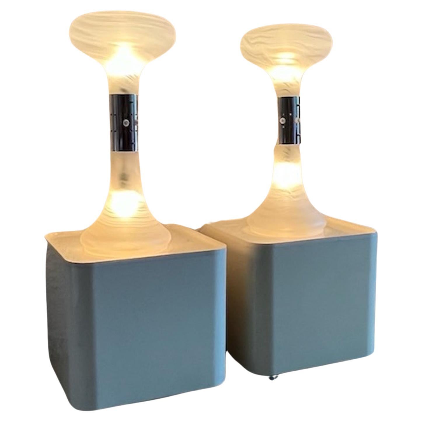 Vintage Murano Glass Lamps 'Numerati' by Carlo Nason for Mazzega, 1970, Set of 2 For Sale at 1stDibs