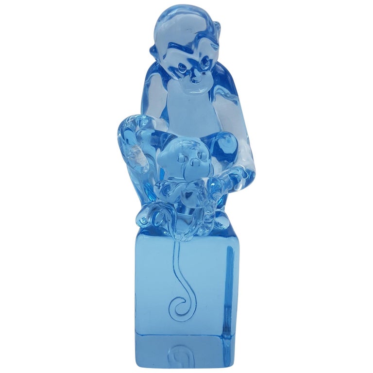 Vintage Murano Glass Monkey with Infant by Ermanno Nason at Cenedese ...