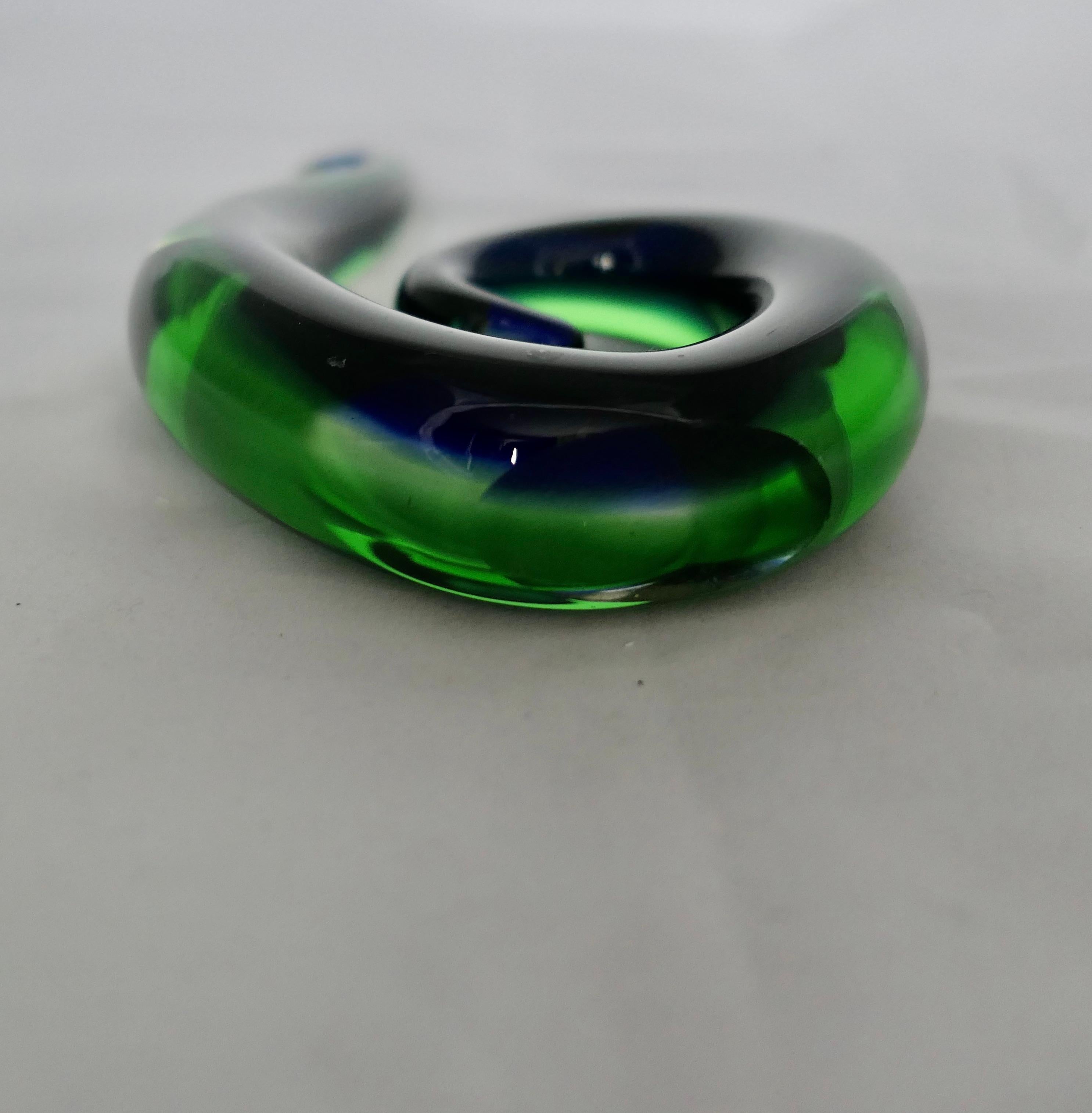 Vintage Murano Hand Crafted Green and Blue Koru Representing a Fern ...