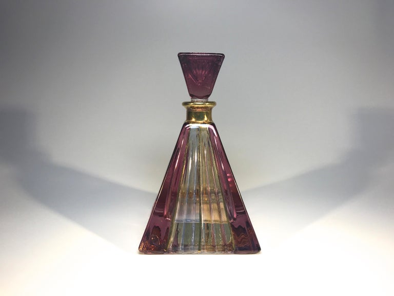 Murano Hand Painted 24-Karat Gold Amethyst Honey Pyramid Glass Perfume ...