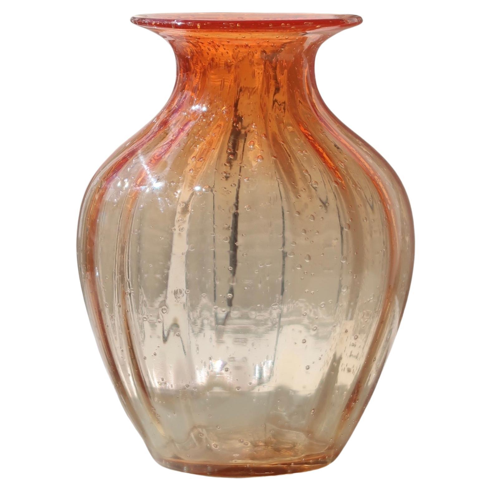 Fazzoletto Sabbiato Large Glass Vase in Orange by Fulvio Bianconi and ...