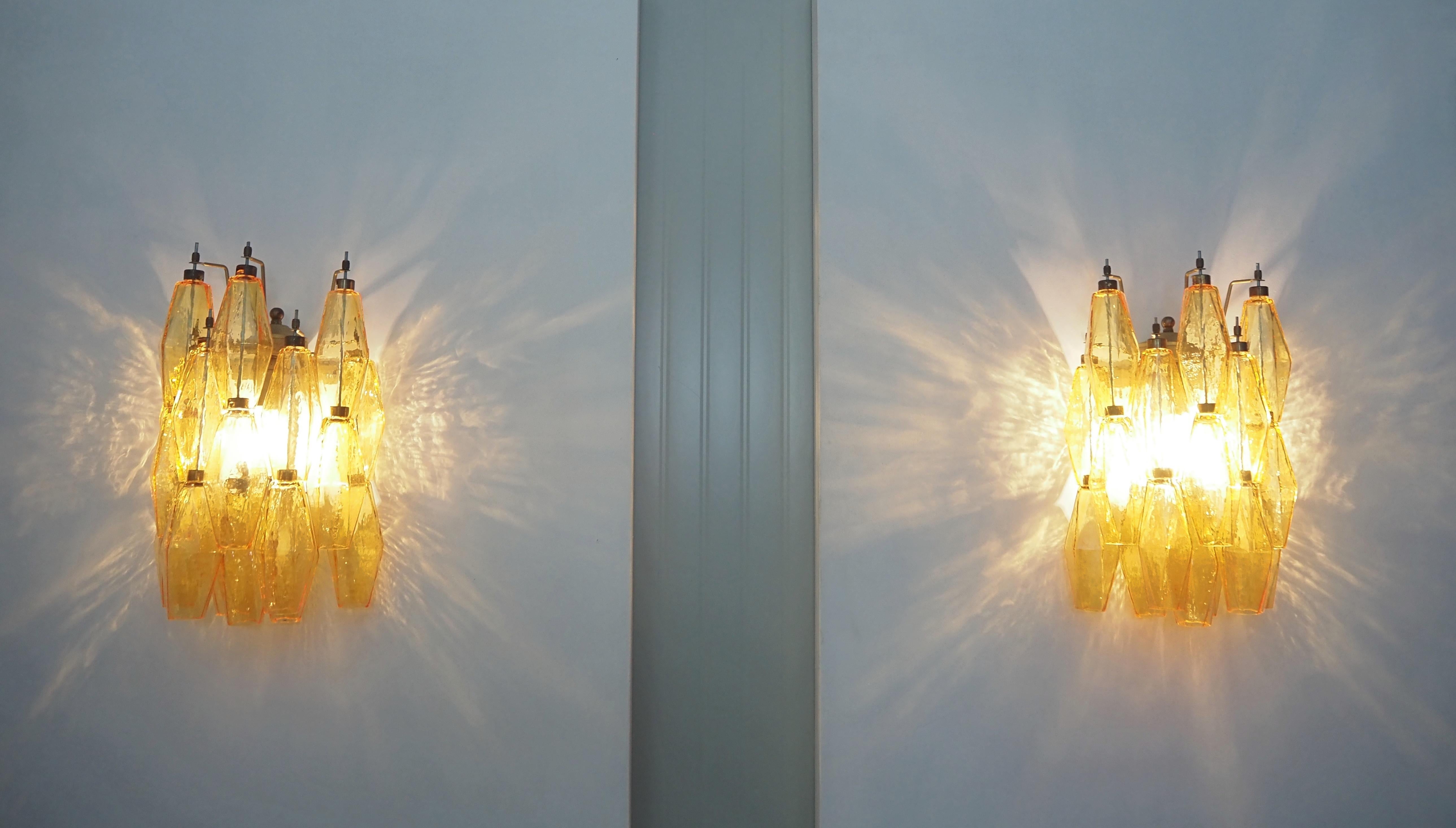 Vintage Murano Italian POLIEDRI amber glass wall sconces For Sale at ...