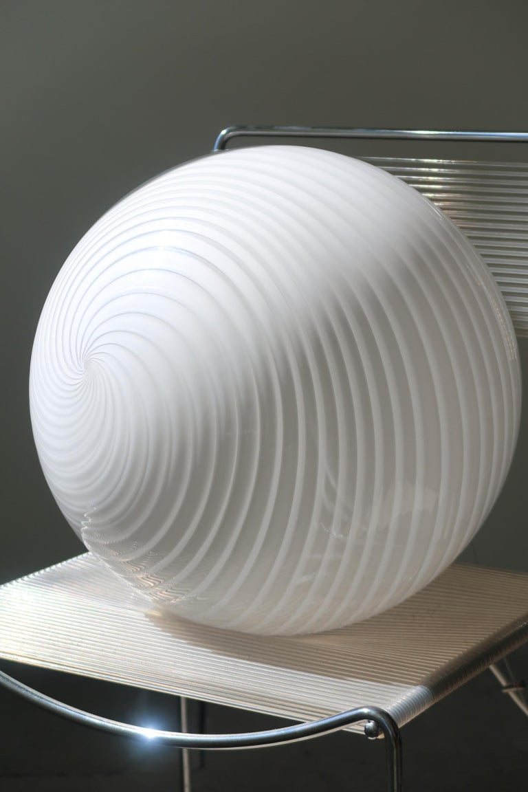 Vintage Murano Large 1970s White Swirl Globe Sphere Pendant Ceiling ...