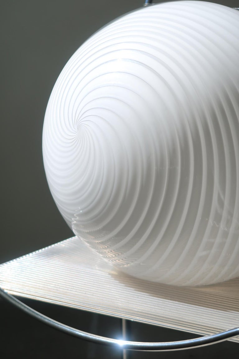 Vintage Murano Large 1970s White Swirl Globe Sphere Pendant Ceiling ...