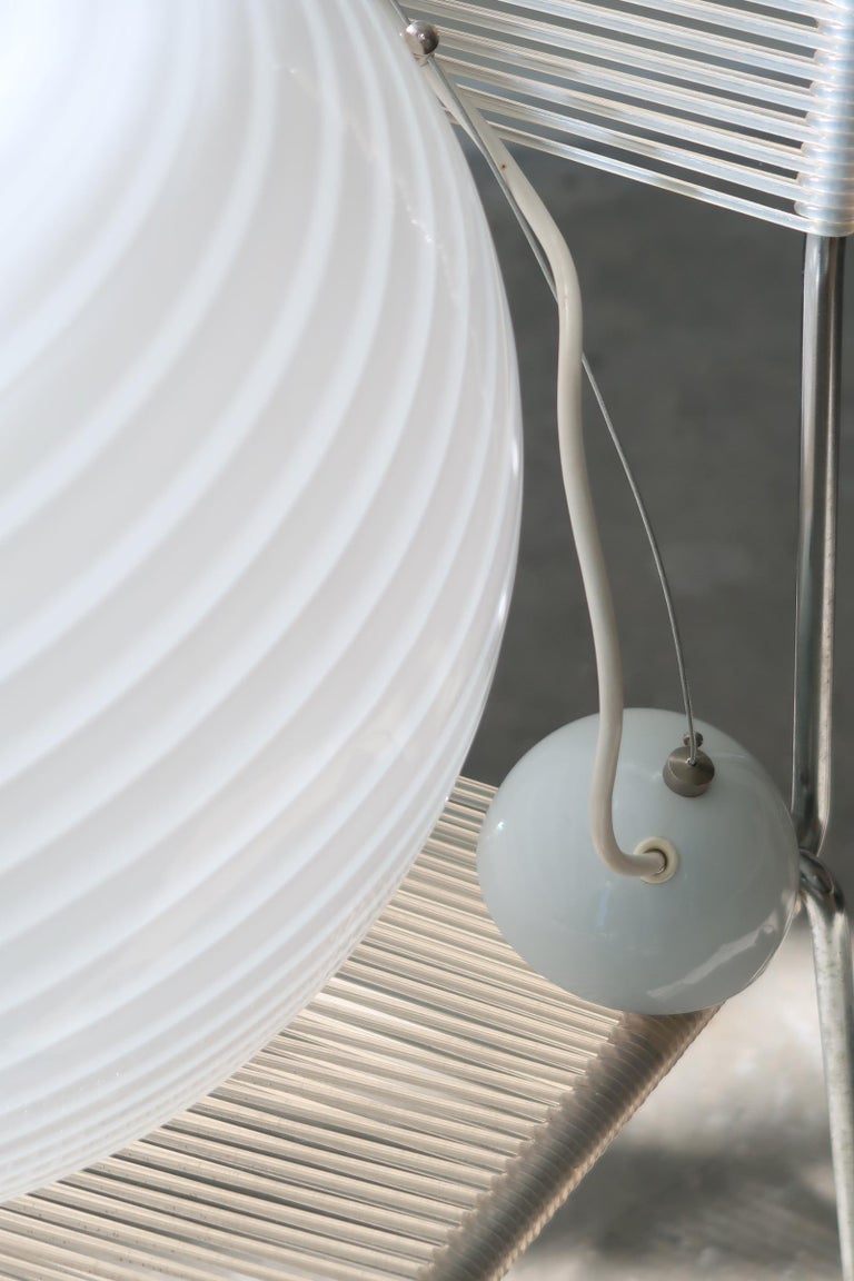 Vintage Murano Large 1970s White Swirl Globe Sphere Pendant Ceiling ...