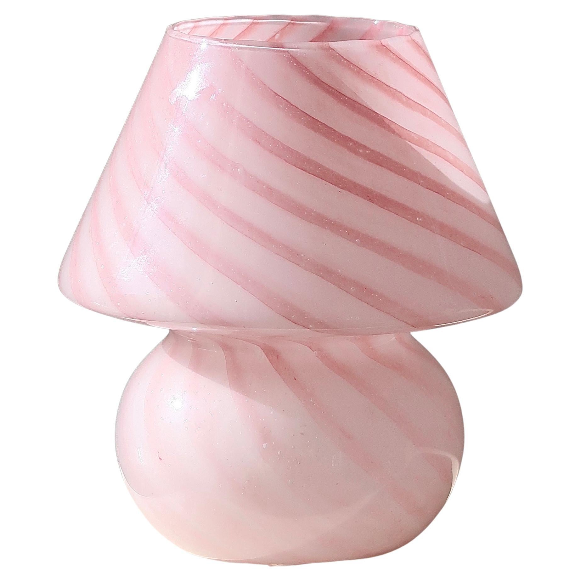 Extra Large Vintage Italian Murano Baby Pink Swirl Mushroom Lamp For ...