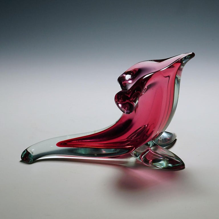 Vintage Murano Sommerso Art Glass Cornucopia by Archimede Seguso For ...