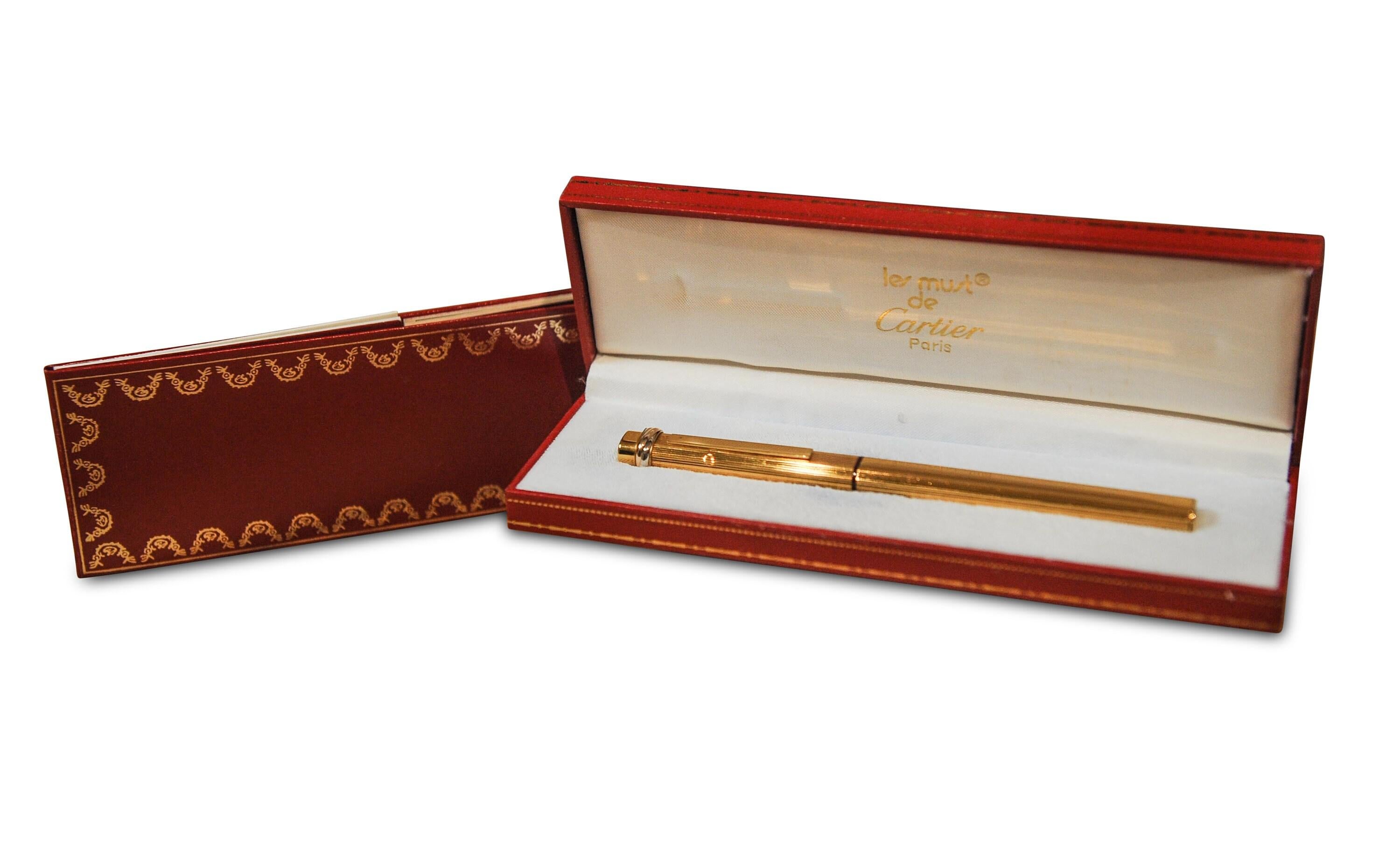 Vintage Must de Cartier 18ct Gold Plated Vendome Crosshatch Cisele ...