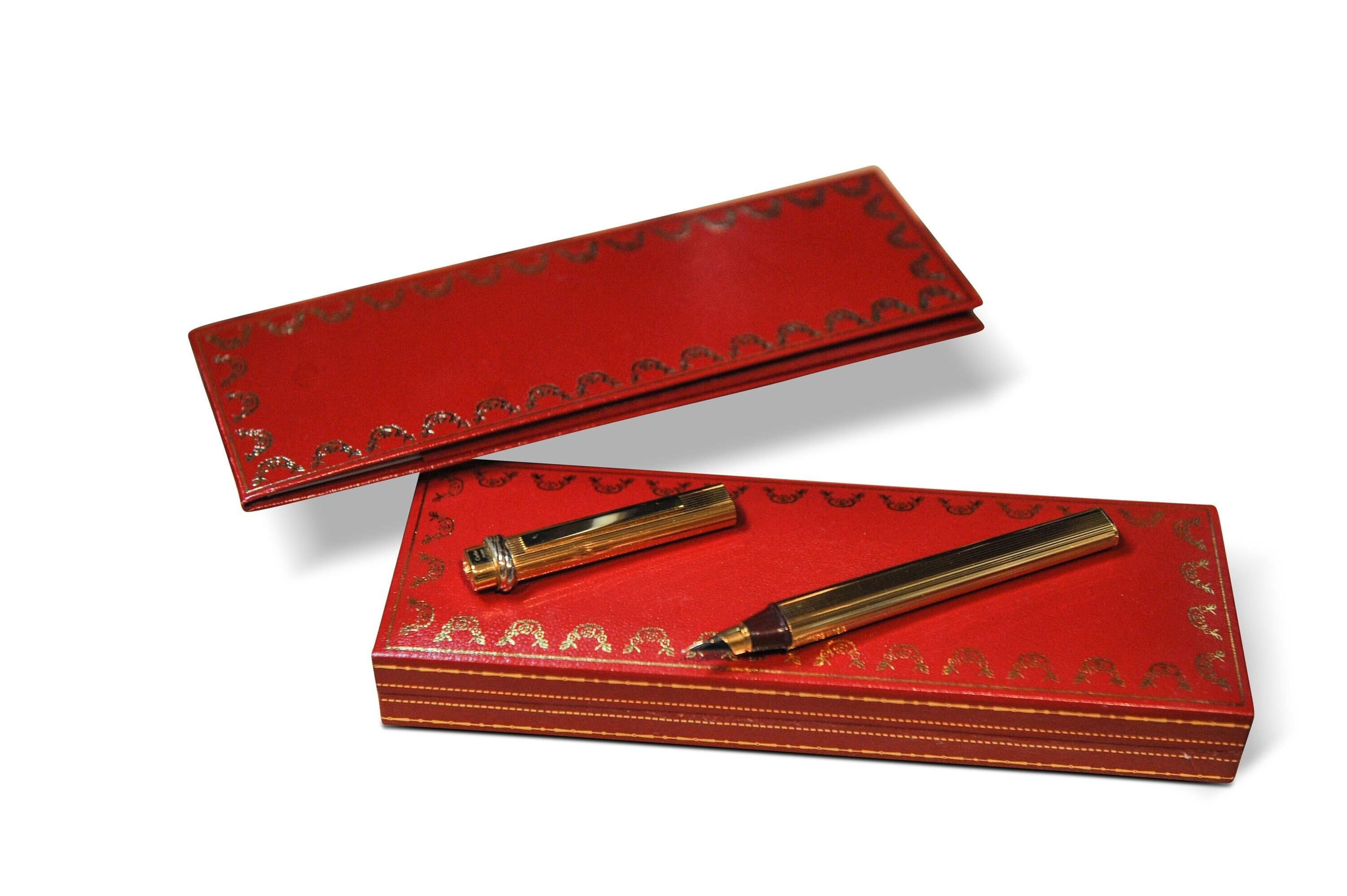 Vintage Must de Cartier 18ct Gold Plated Vendome Crosshatch Cisele ...