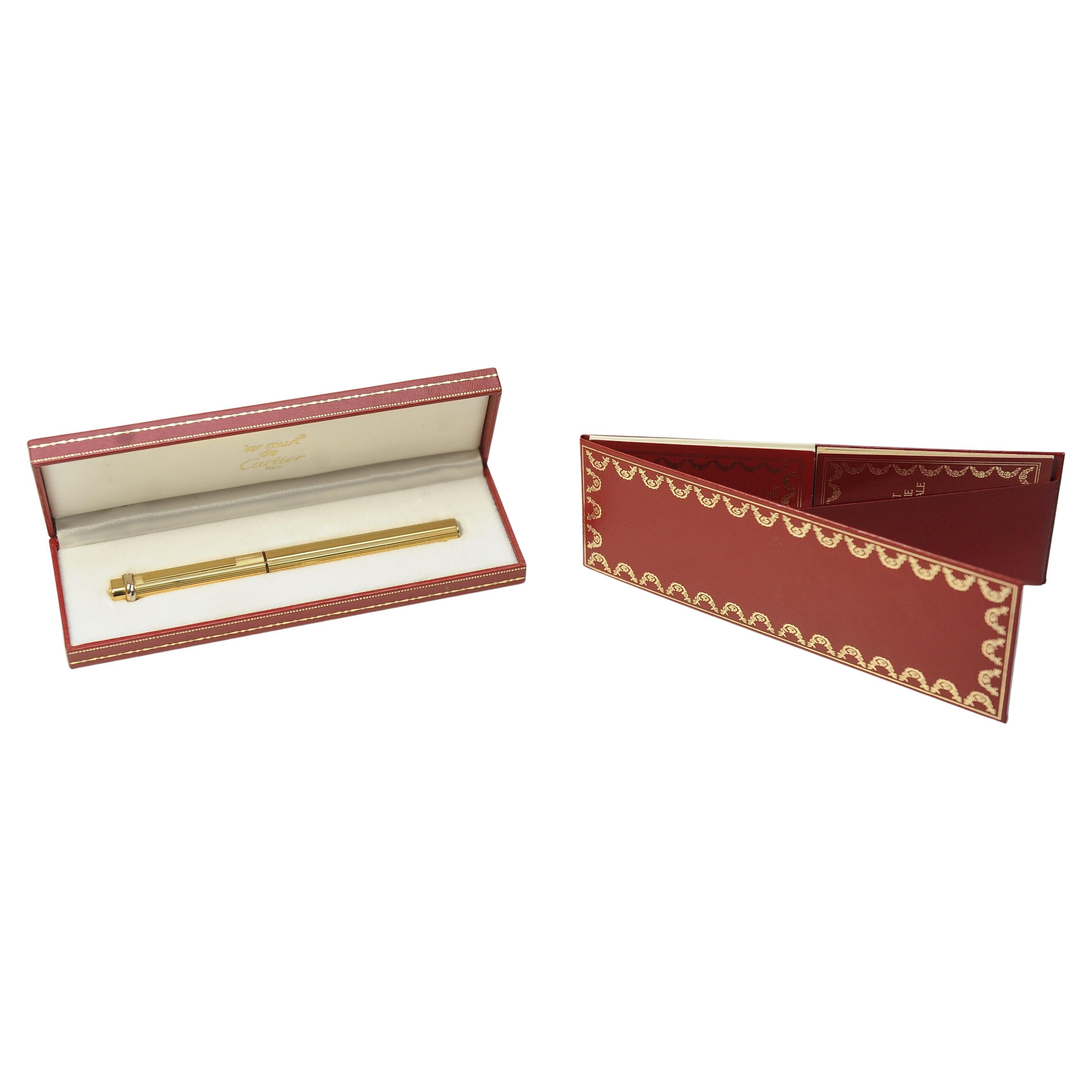 Vintage Must de Cartier 18ct Gold Plated Vendome Crosshatch Cisele ...