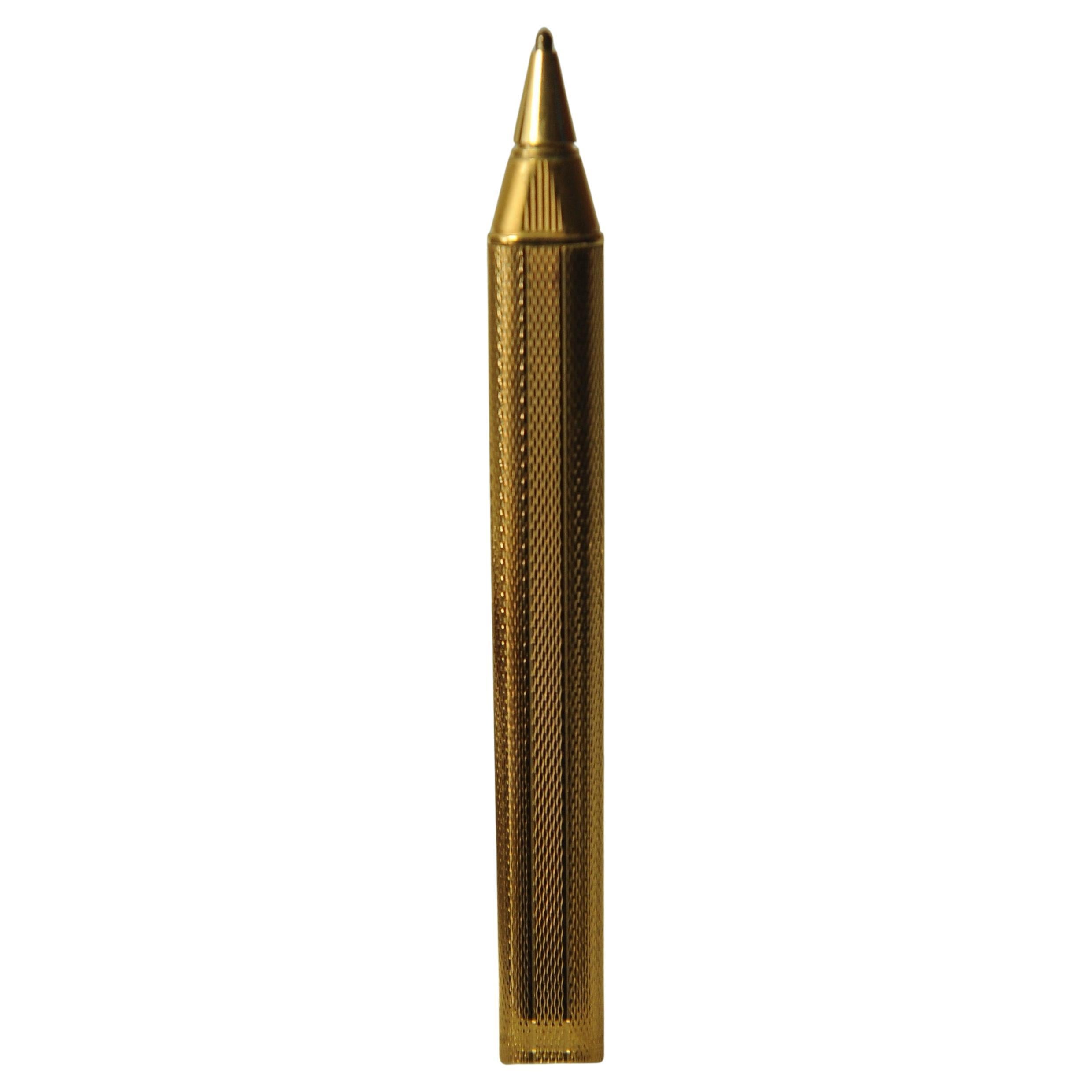 Vintage Cartier 18ct Gold Plated Vendome Crosshatch Cisele Ballpoint ...