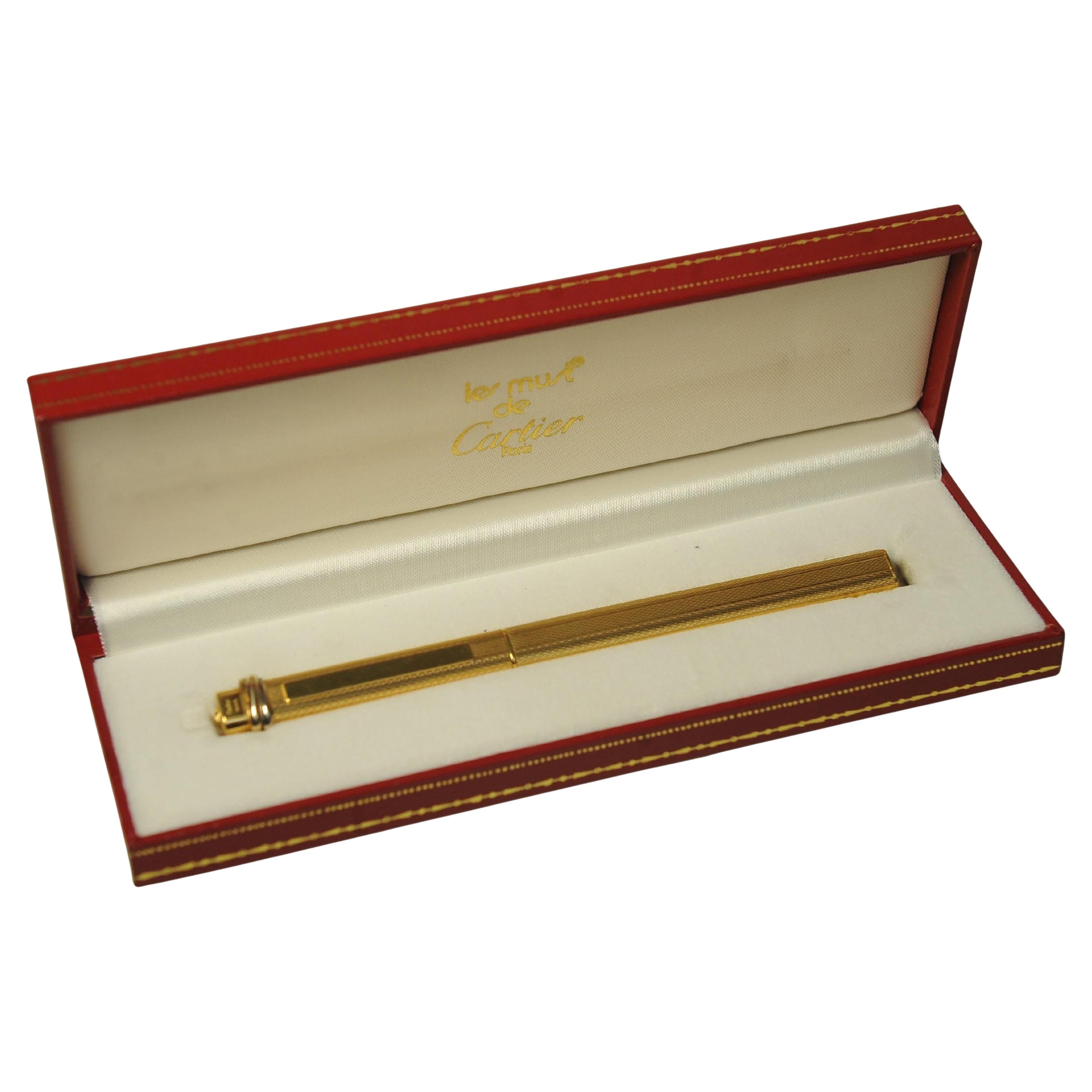 Cartier 18 Carat Gold Plated Trinity Vendome Ballpoint Pen With Cartier ...