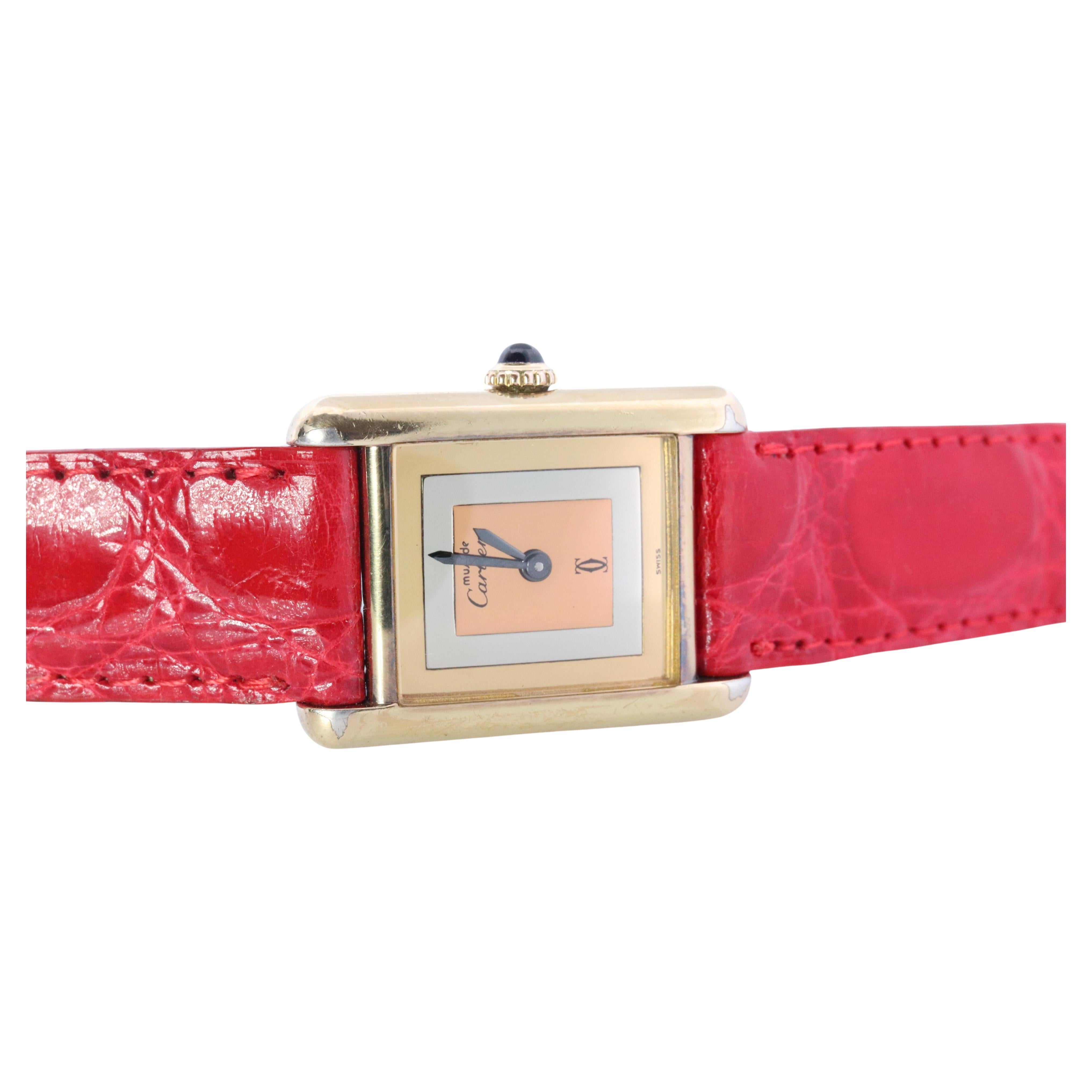 Vintage Must de Cartier Trinity Tank Watch. Vermeil ARGENT Tricolor ...