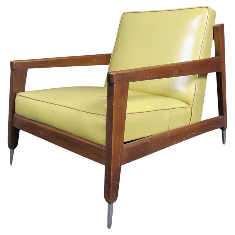 Vintage Mustard and Walnut Midcentury Lounge Chair For Sale at 1stDibs