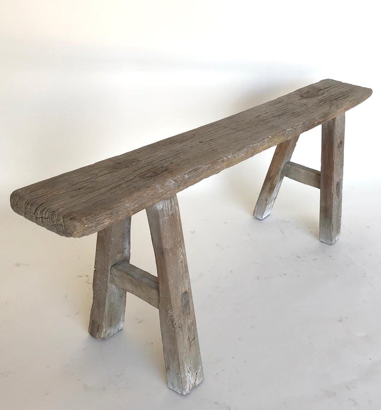 Vintage Narrow Elm Bench at 1stDibs | rustic narrow bench, rustic ...