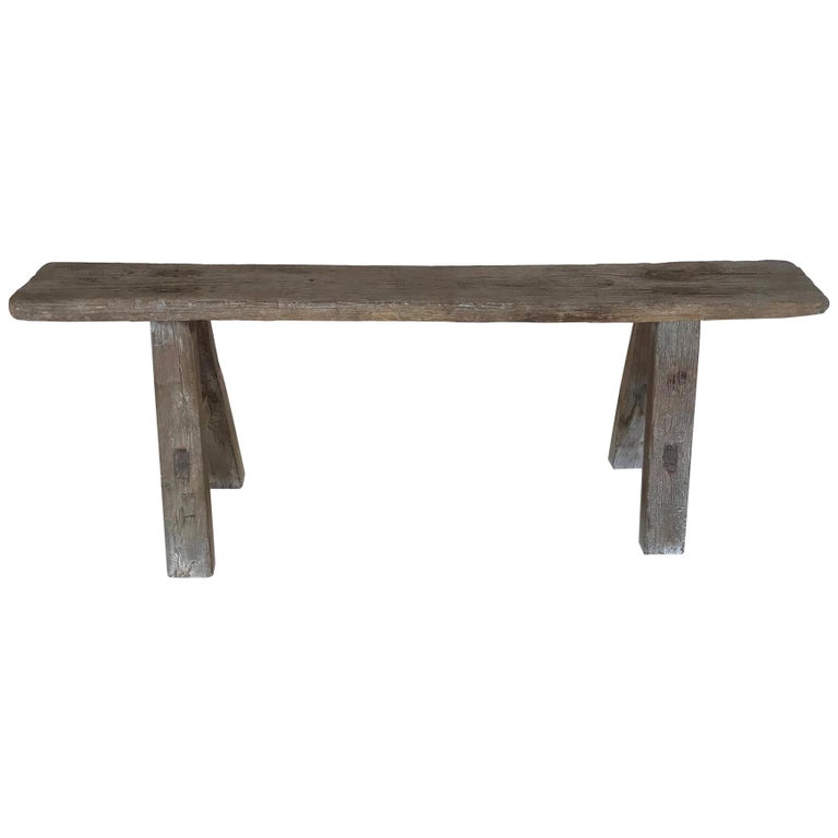 Vintage Narrow Elm Bench at 1stDibs | rustic narrow bench, rustic ...