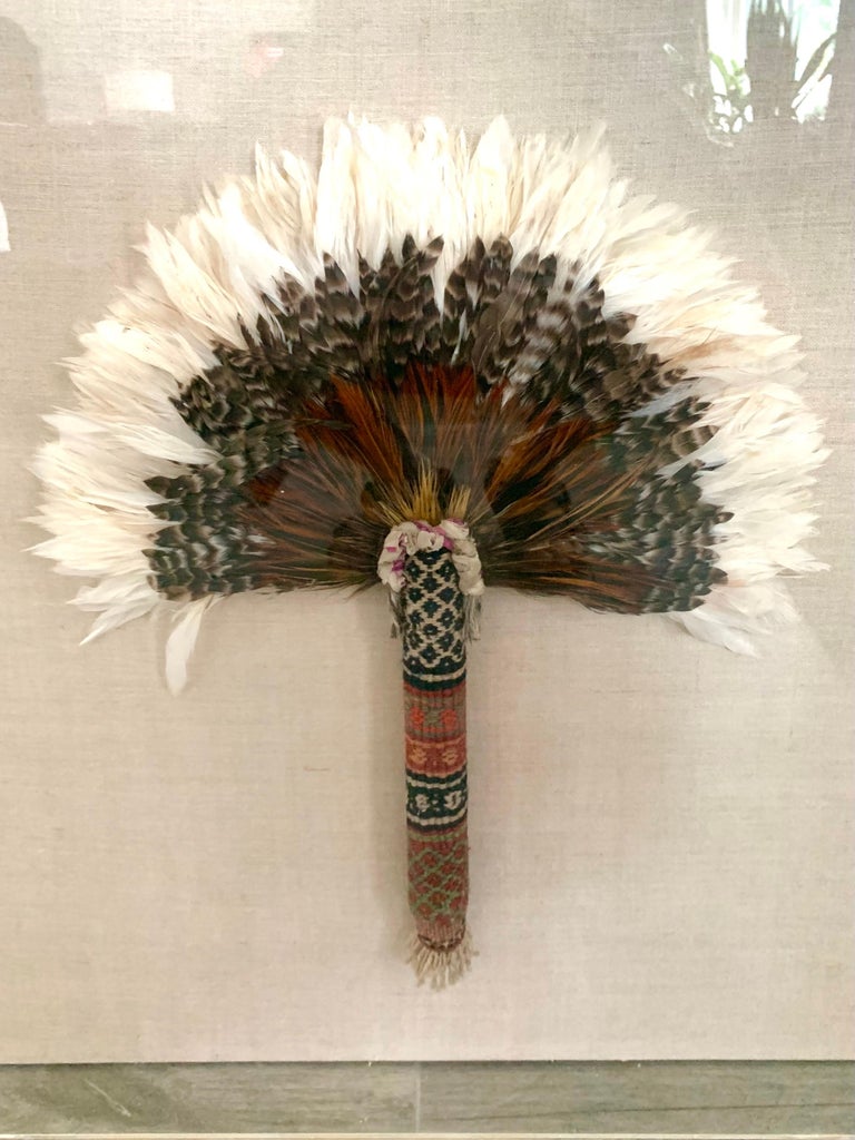 Vintage Native American Feather and Woven Fans Mounted in Lucite, a ...