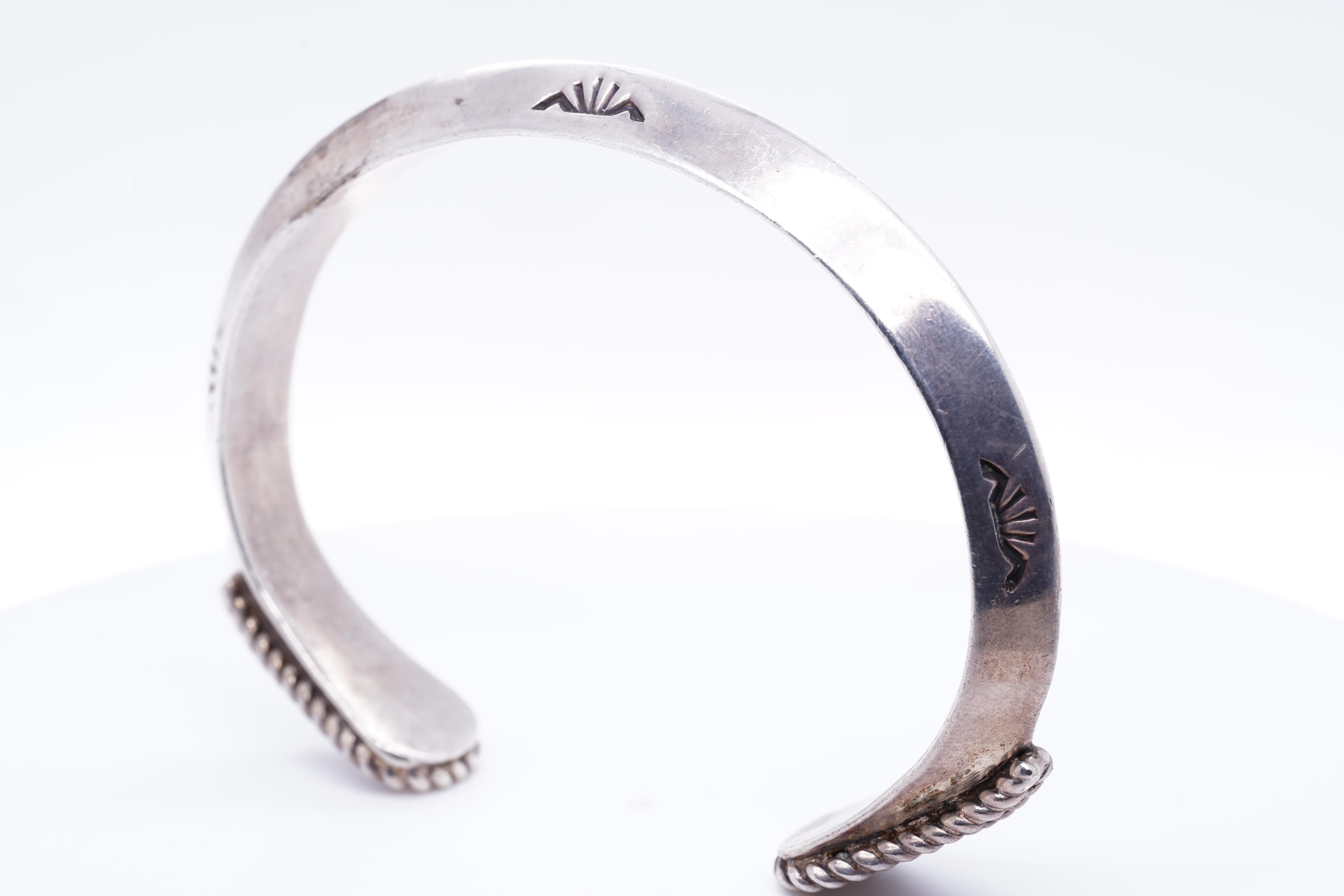 Vintage Native American Navajo Sterling Heavy 57 Gram Silver Cuff w ...