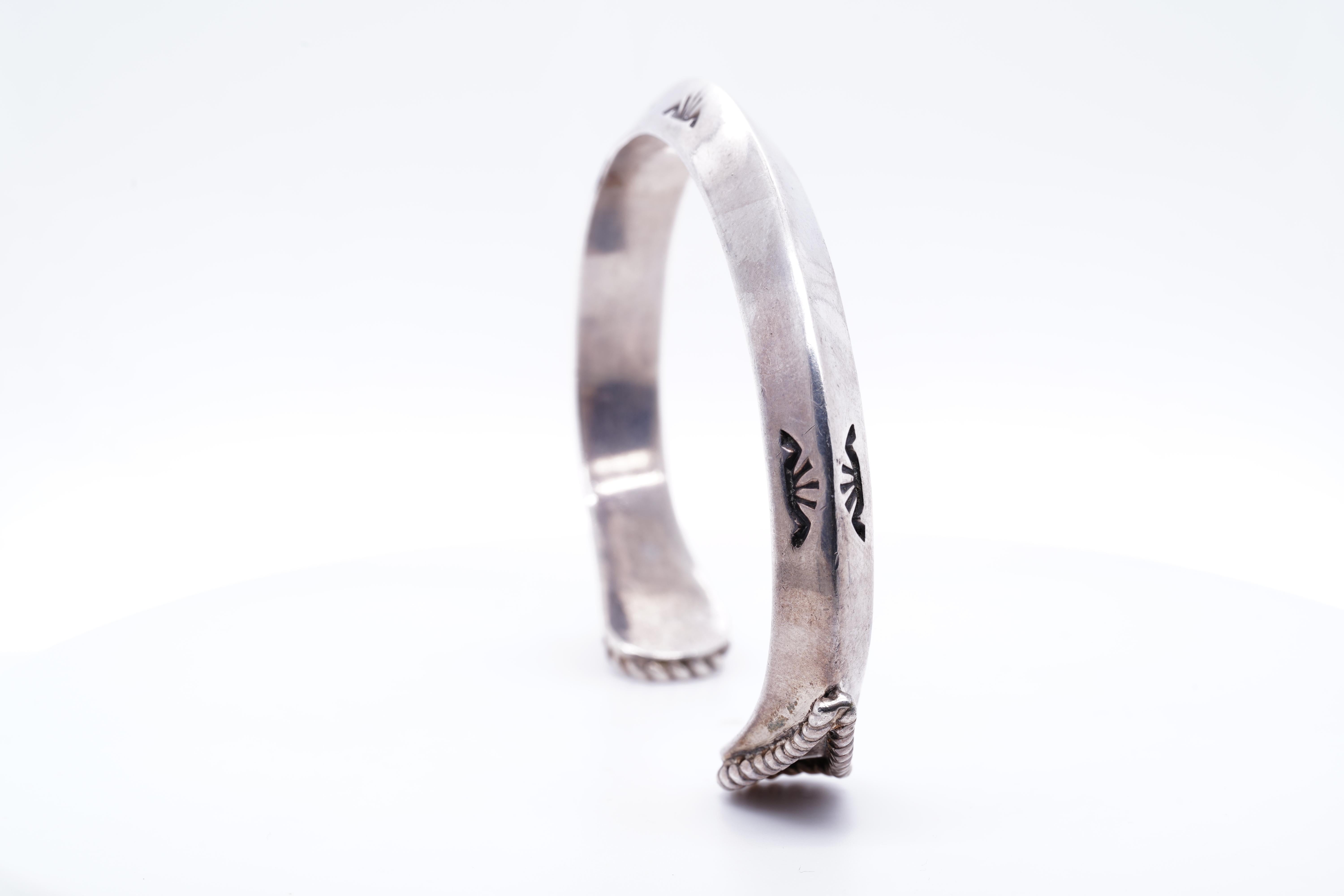 Vintage Native American Navajo Sterling Heavy 57 Gram Silver Cuff w ...