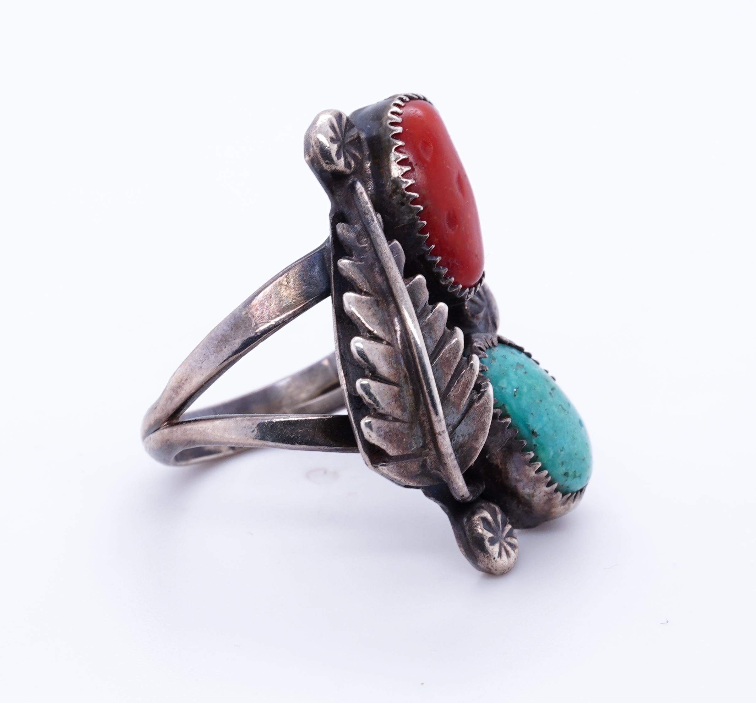 Vintage Native American Navajo Sterling Silver Green Turquoise and ...