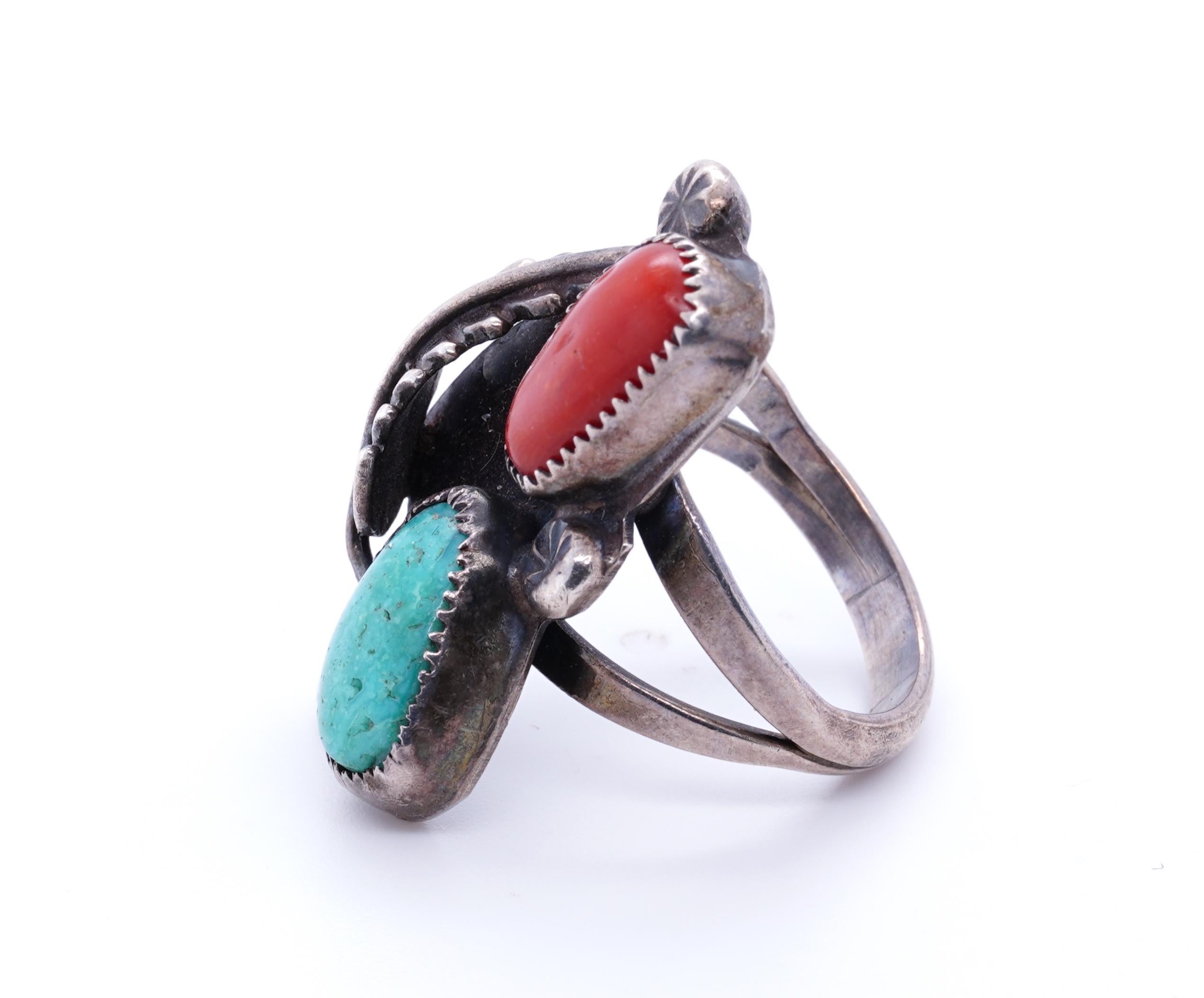 Vintage Native American Navajo Sterling Silver Green Turquoise and ...