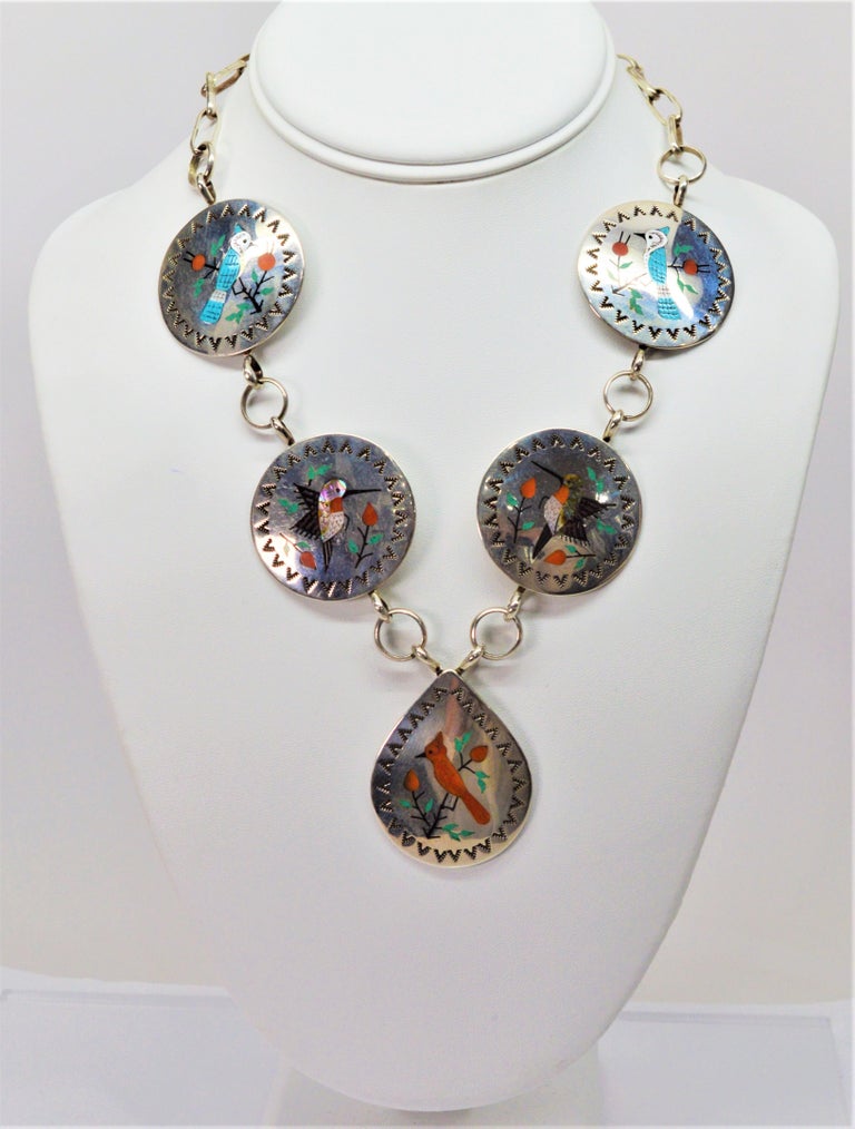 Vintage Native American Raymond Boyd Navajo Sterling Silver Inlay ...