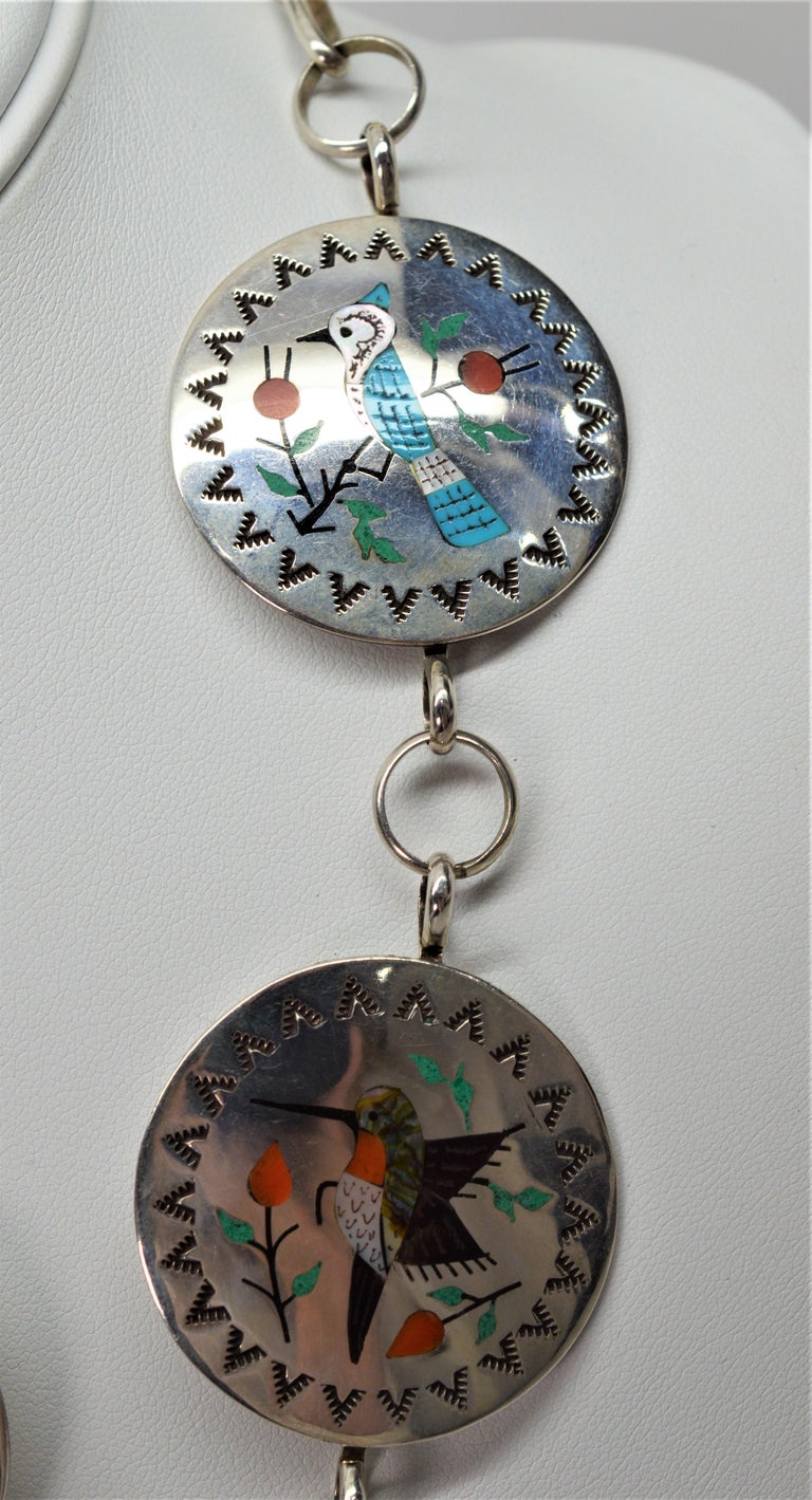 Vintage Native American Raymond Boyd Navajo Sterling Silver Inlay ...