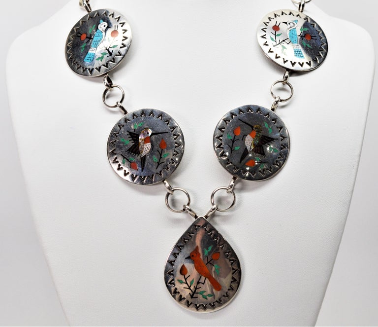 Vintage Native American Raymond Boyd Navajo Sterling Silver Inlay ...