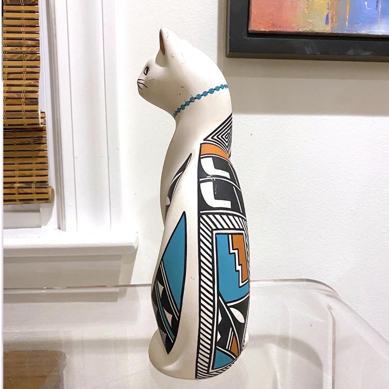 Vintage Native American Style Pottery Cat For Sale at 1stDibs