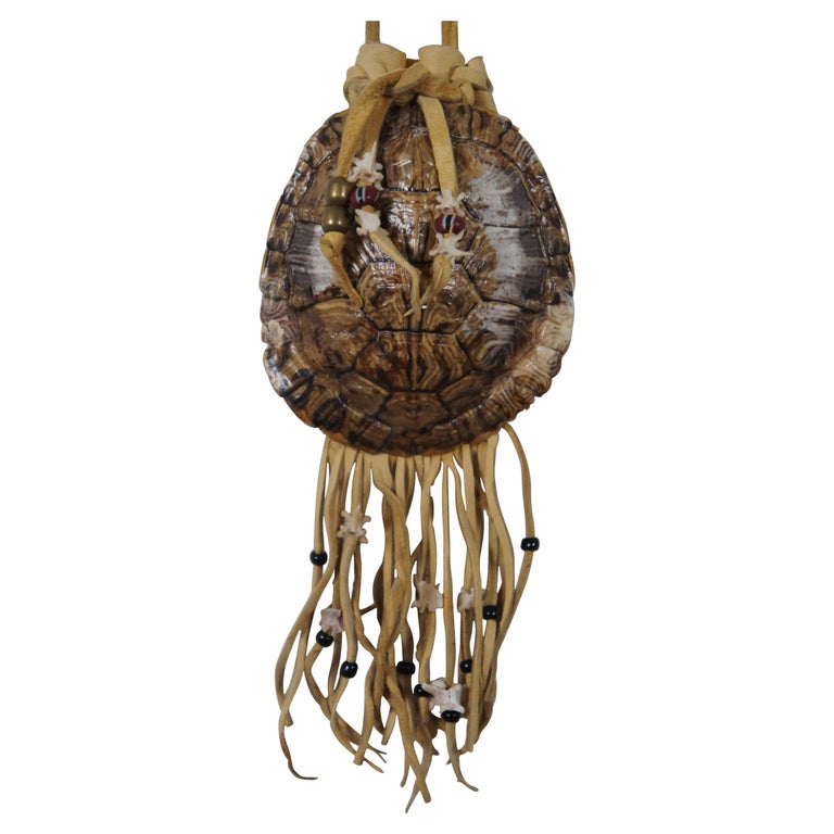 Vintage Native American Turtle Medicine Bag Pouch Leather Bone Beaded ...