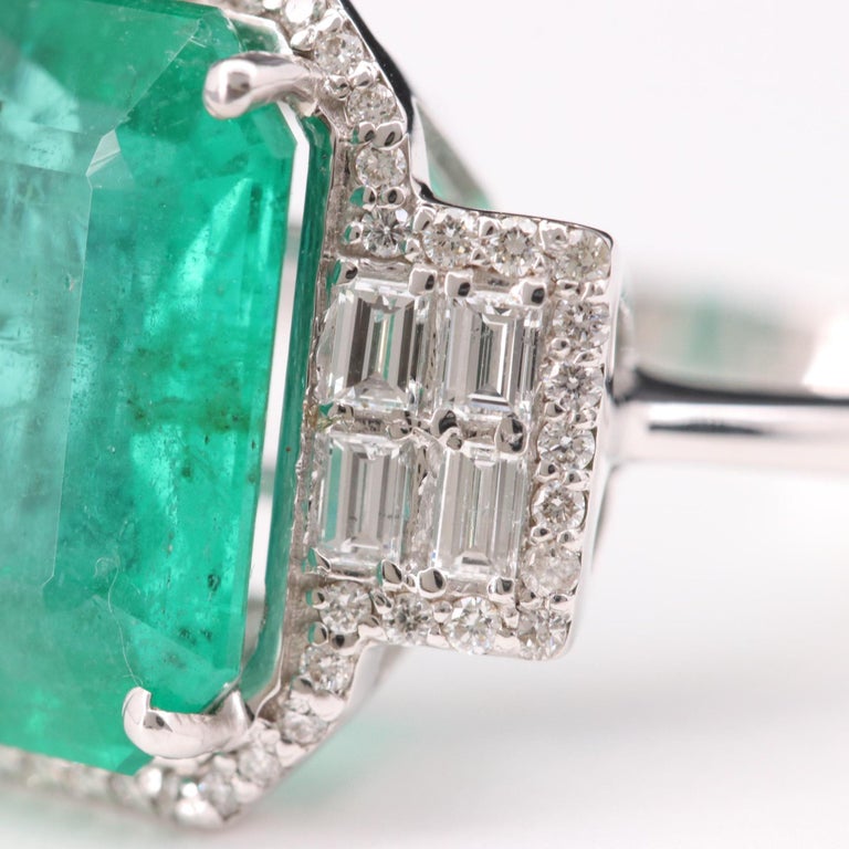 Customizable Vintage Natural Emerald Engagement Ring, Antique Emerald ...